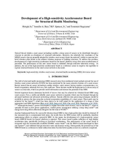 Pdf Development Of High Sensitivity Accelerometer Board For Structural Health Monitoring