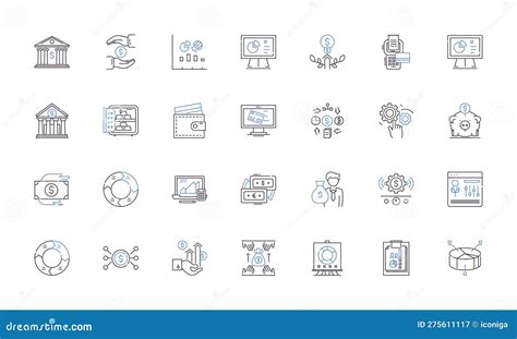 Budgeting Line Icons Collection Finance Planning Saving Expenses