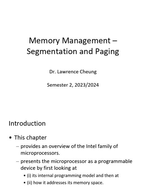 Eie3343 Memory Management Segmentation And Paging Pdf Central