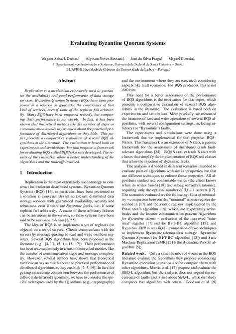 Pdf Evaluating Byzantine Quorum Systems