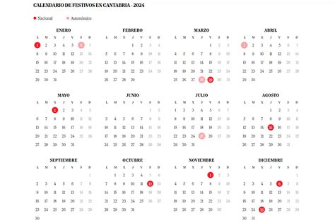 Calendario Laboral Cantabria 2024 Sin Puente En Diciembre Y Con El Día