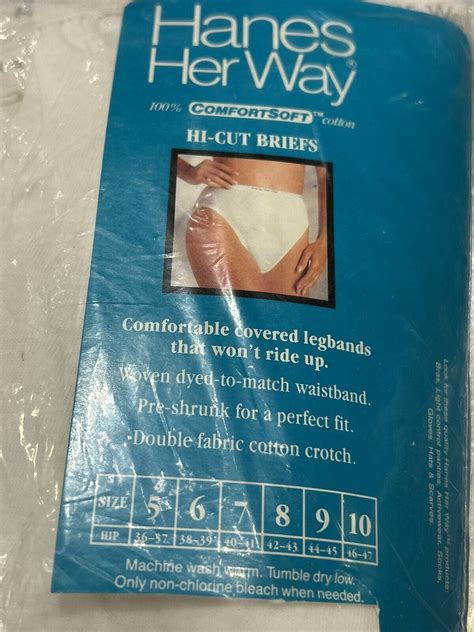 1990 Vintage Hanes Her Way Cotton Hi Cut Panties 3 Pa… Gem