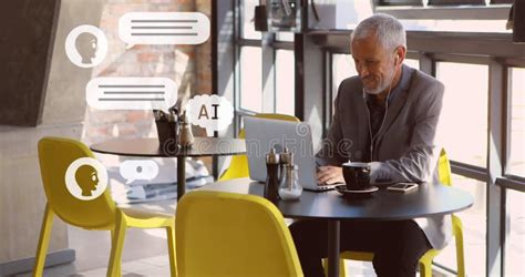 Animation Of Ai Data Processing Over Caucasian Businessman Using Laptop