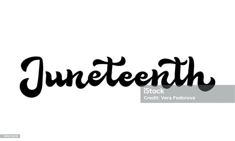 6 월 Xnumx 일 서예 레터링은 흰색으로 격리되어 있습니다 6 월 19 일 아프리카 계 미국인 휴가 타이포그래피 포스터 배너 스티커 엽서 등을위한 벡터 템플릿