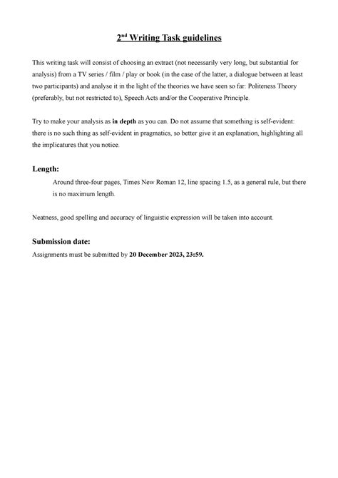 Nd Writing Task Guidelines Nd Writing Task Guidelines This Writing Task Will Consist Of