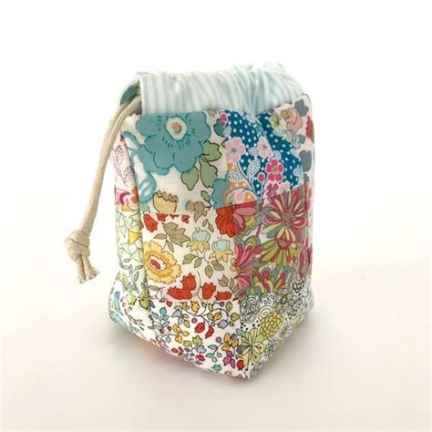 Drawstring Patchwork Bag Pattern Easy Sewing Tutorial For Small Kinchaku Pouch Beginner