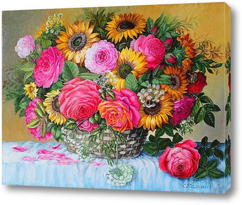 Картина "Корзина с розами.