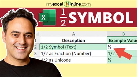 How To Insert The 1 2 Symbol In Excel Myexcelonline