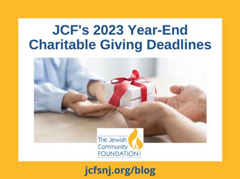 Jcfs 2023 Year End Charitable Giving Deadlines Jewish Community