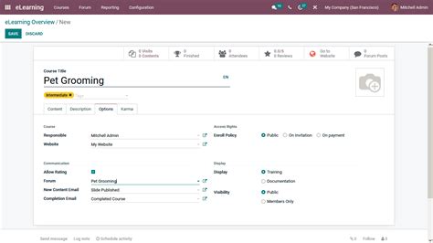Create New Course In Odoo ELearning Odoo V Enterprise