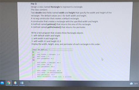 Solved Hw 3 Design A Class Named Rectangle To Represent A