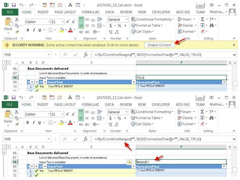 Vba User Defined Formula Not Updating After Opening Excel 2013 And Acknowledging Security