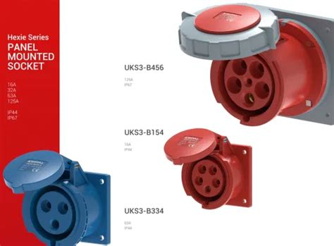 3 4 5p 63a Electrical Socket Outlet Ip67 Industrial Ac Wall Panel Mount