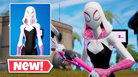 New Spider Gwen Skin Gameplay In Fortnite Youtube