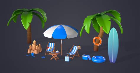 Big Beach Pack 3d Props Unity Asset Store