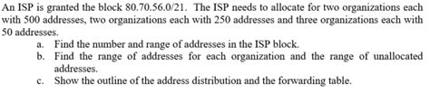 solved an isp is granted the block 80 70 56 0 21 the isp