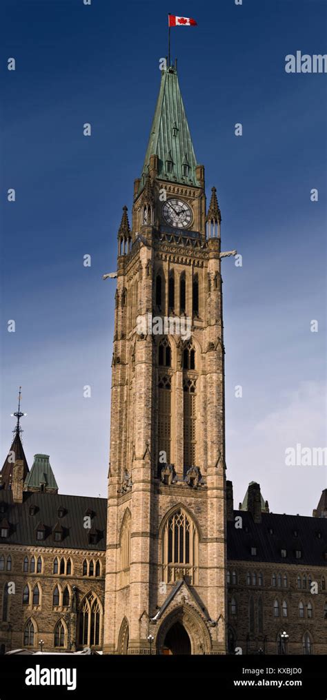 Peace Tower Of The Canadian Parliament Buildings With Centre Block