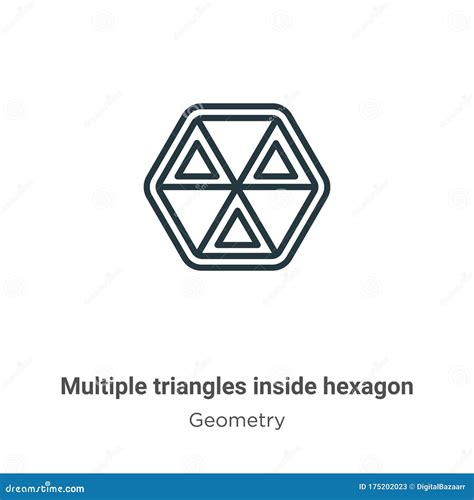 Multiple Triangles Inside Hexagon Outline Vector Icon Thin Line Black Multiple Triangles Inside