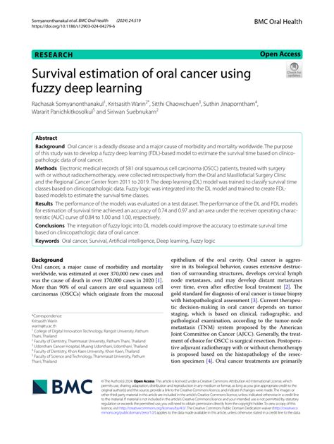 Pdf Survival Estimation Of Oral Cancer Using Fuzzy Deep Learning