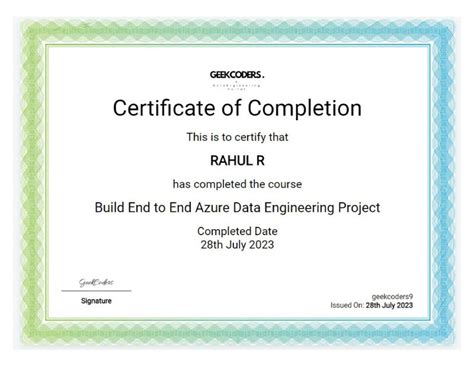 Sagar Prajapati On Linkedin Congratulations Rahul R For Completing The Build End To End Azure Data