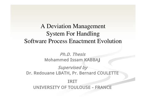 Pdf A Deviation Management System For Handling Software Process