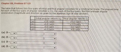 Solved Chapter 08 Problem 06 Go The Initial Angular
