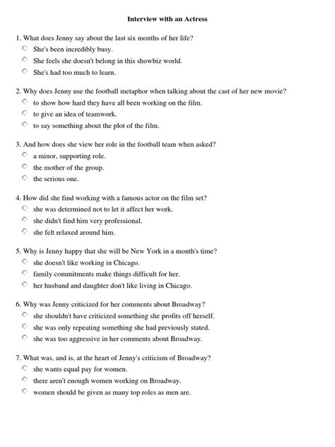 Interview With An Actress Script Pdf Actor