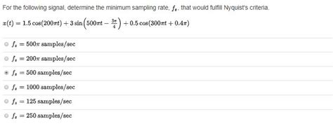 solved for the following signal determine the minimum