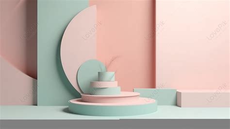 3d 렌더링 미니멀리스트 디자인 연단과 파스텔 배경막이 멋진 장면을 연출합니다 리스 배경 연단 배경 단순한 질감 배경