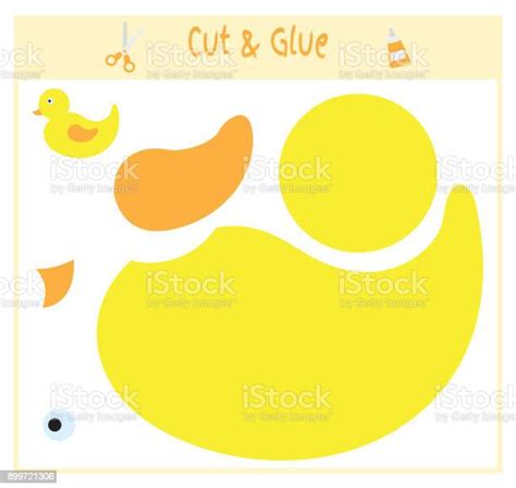 교육 종이 취학 전 어린이의 개발을 위한 게임 이미지와 종이에 접착제의 부분을 잘라 벡터 일러스트입니다 가 위와 접착제를 사용