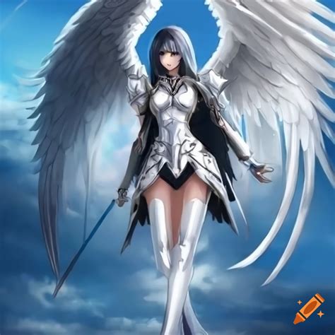Anime Girl With Silver Hair And Angel Wings
