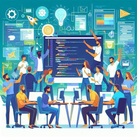 Software Development Team Collaboration Premium Ai Generated Image