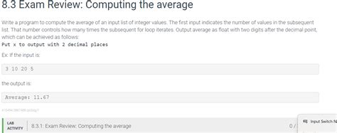 solved 8 3 exam review computing the average write a