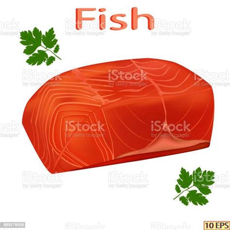 물고기입니다 흰색 배경에 고립 되는 연어 스테이크 현실적인 스타일 스테이크 생선입니다 등심입니다 해산물 제품 디자인입니다 벡터입니다 건강한 식생활에 대한 스톡 벡터 아트 및