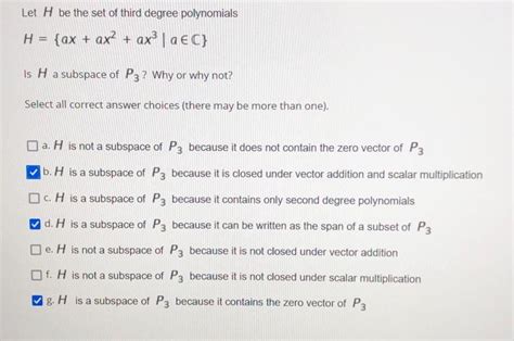 solved let h be the set of third degree polynomials h {ax