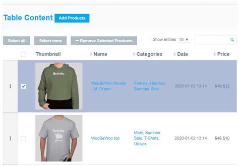 Product Table For Woocommerce Documentation Woocommerce
