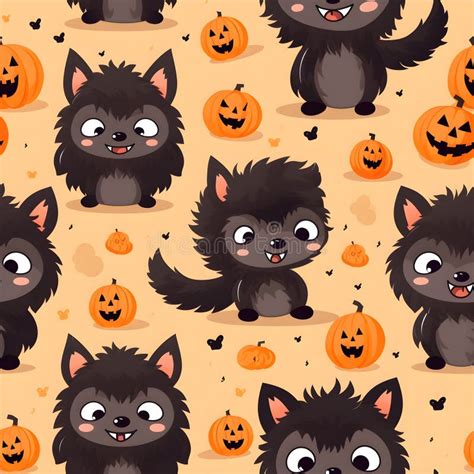 Seamless Pattern Set Of Werewolf Generative Ai Tools Stock Illustration Illustration Of