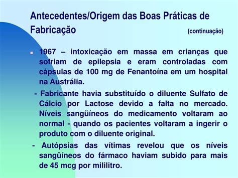 PPT HISTÓRICO DAS BOAS PRÁTICAS DE FABRICAÇÃO PowerPoint Presentation ID