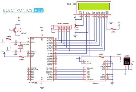 Circuit Diagram Of Digital Thermometer Using 8051 Digital Th