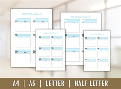 Missed Call Log Printable Boutique Printables