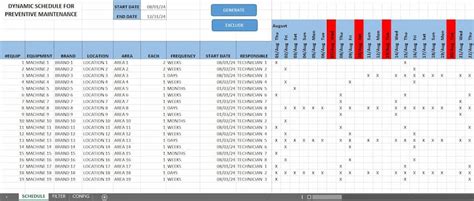 Planned Preventive Maintenance Schedule Excel Free