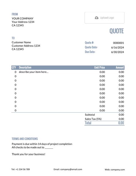 Free Excel Quote Template Docelf Com