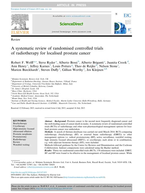 Pdf A Systematic Review Of Randomised Controlled Trials Of Radiotherapy For Localised Prostate