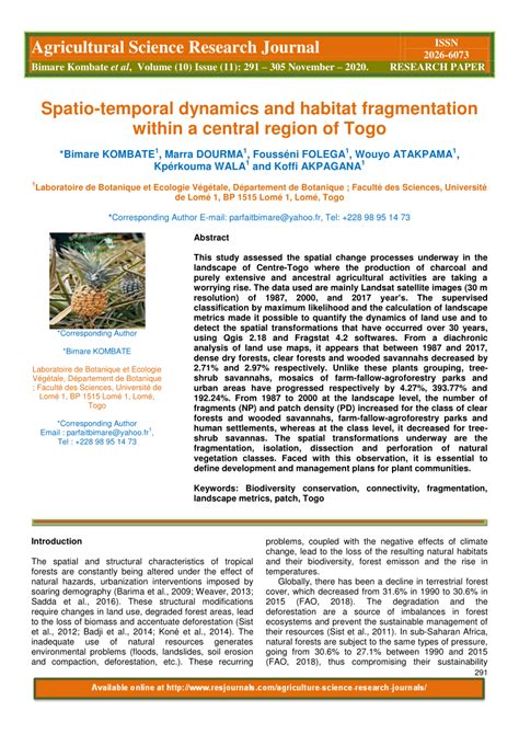 pdf spatio temporal dynamics and habitat fragmentation within a