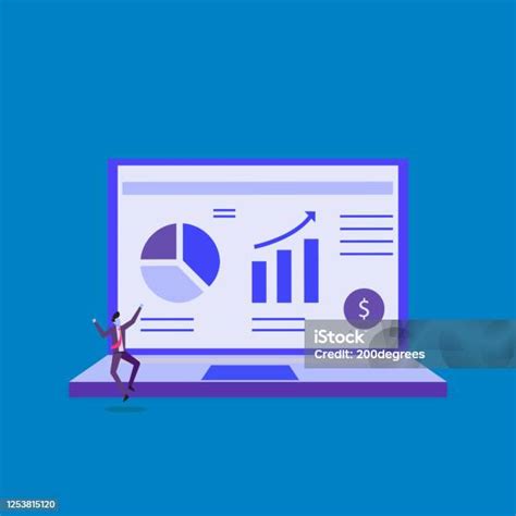 컴퓨터 화면 모니터링에 대한 통계 차트 분석 평면 벡터 인포그래픽 분석 동향 그래프 정보 개념 계획 및 회계 감사 데이터 보고서 마케팅 일러스트 그래프에 대한 스톡 벡터