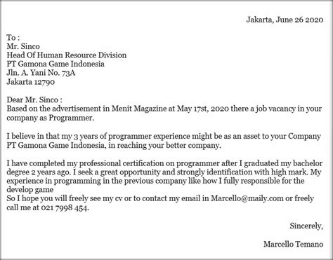 Contoh Cv Dan Surat Lamaran Kerja Surat Lamaran Kerja Desain Contoh Surat X Yprqrngz