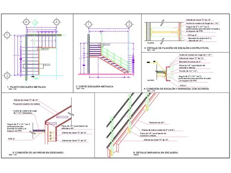 Planos De Escalera Metalica En Dwg Autocad Estructura