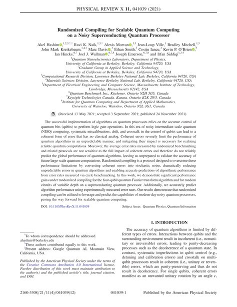 PDF Randomized Compiling For Scalable Quantum Computing On A Noisy Superconducting Quantum