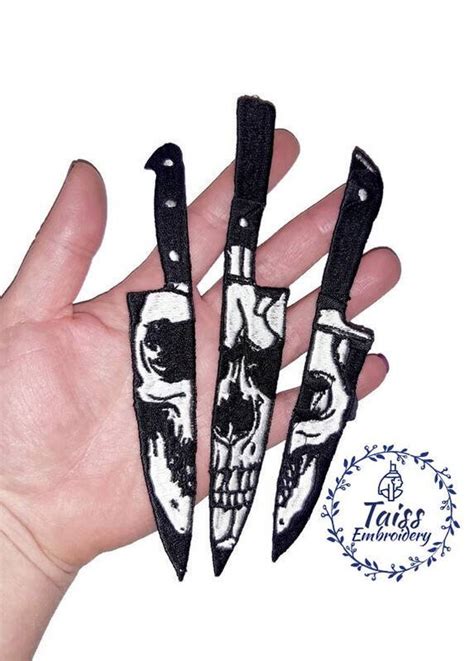 Skeleton Knife Patch Set Of 3 P Iron On Patch Etsy