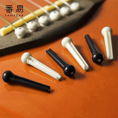 固定琴弦配件吉他固弦锥弦椎尾钉弦柱一套6个黑白色民谣吉他弦钉 虎窝淘